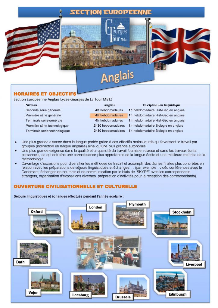 La section européenne anglais – Cité scolaire Georges de la Tour